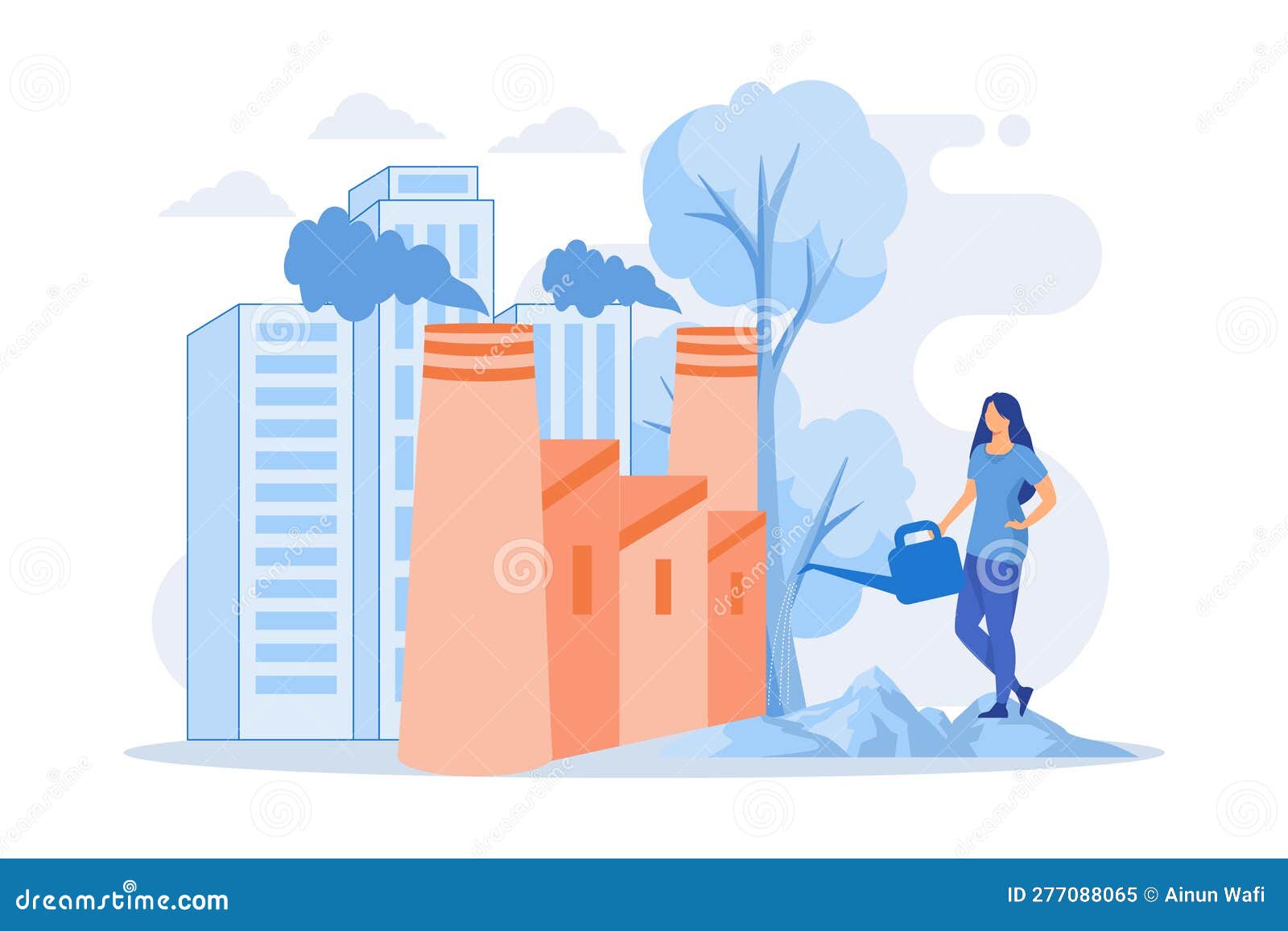 Deforestation And Clearcutting Problem. City Pollution And Nature ...