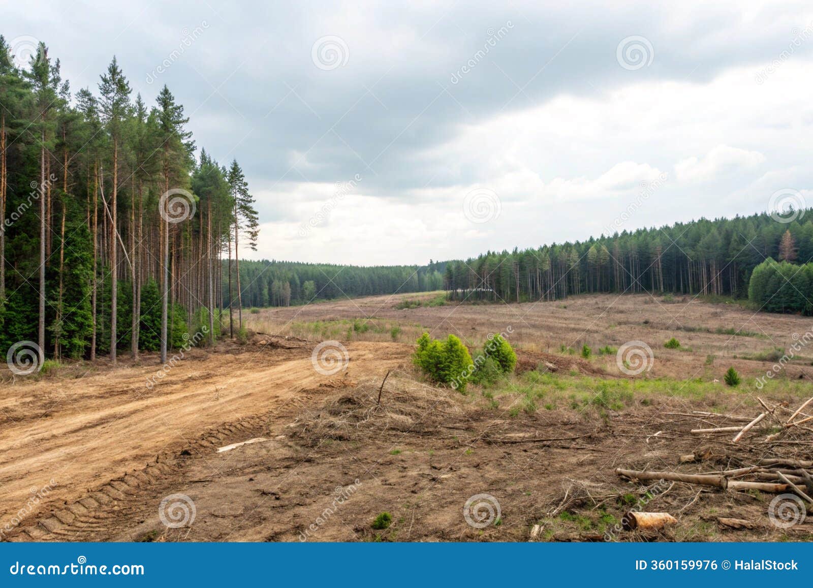 Deforestation Contrast: Uprooted Trees Against Remaining Forest ...
