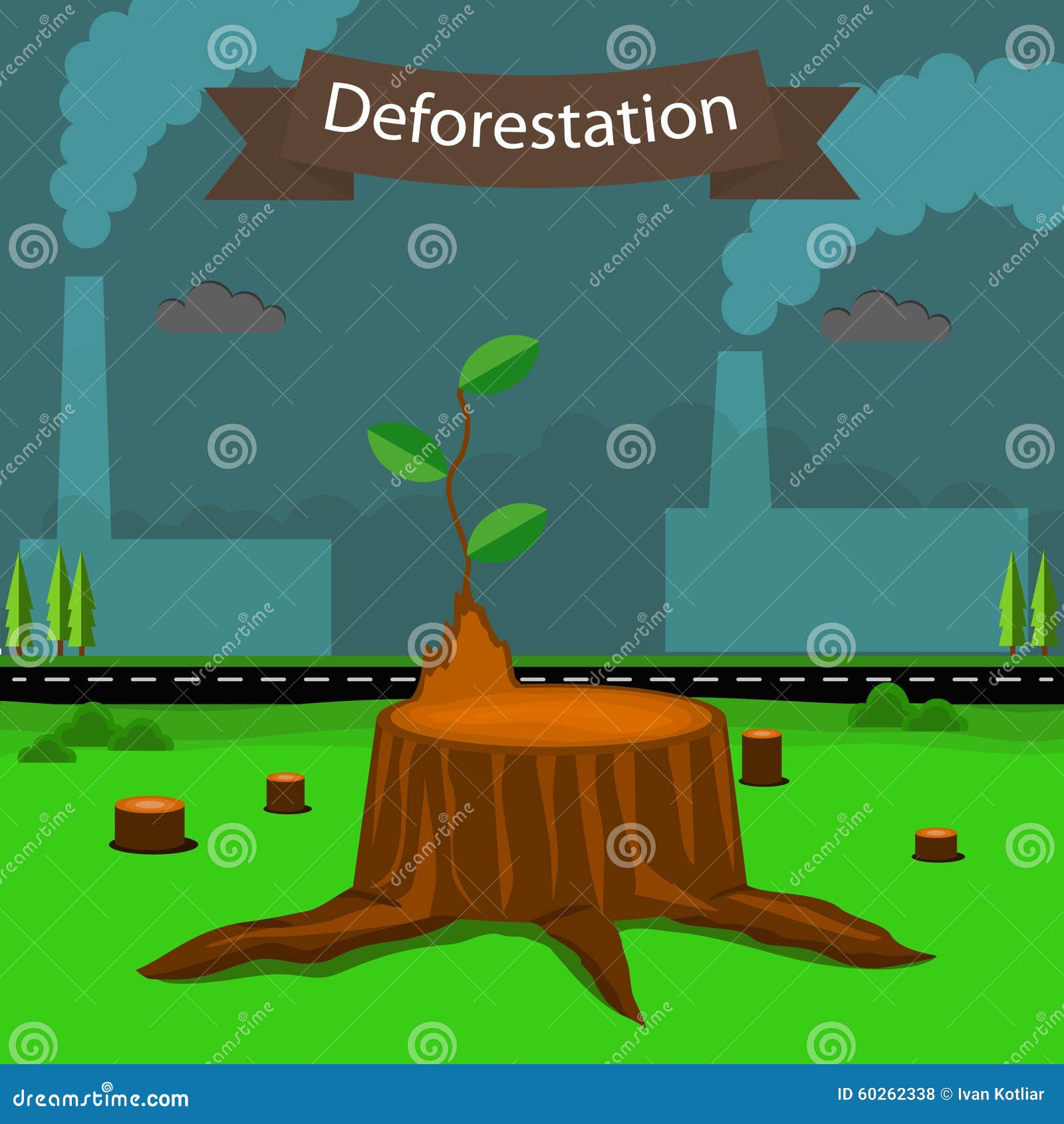 Deforestation Vector Illustration | CartoonDealer.com #60262338