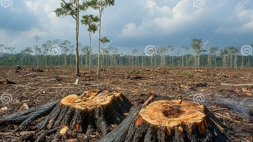 Deforestation Destroying Amazon Rainforest: Burnt Tree Stumps and ...