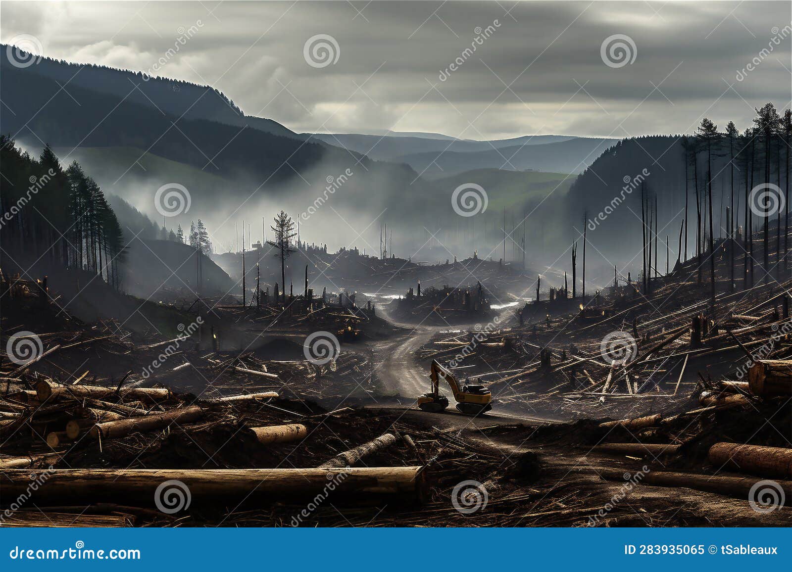 Deforestation and Forest Degradation Stock Illustration - Illustration ...