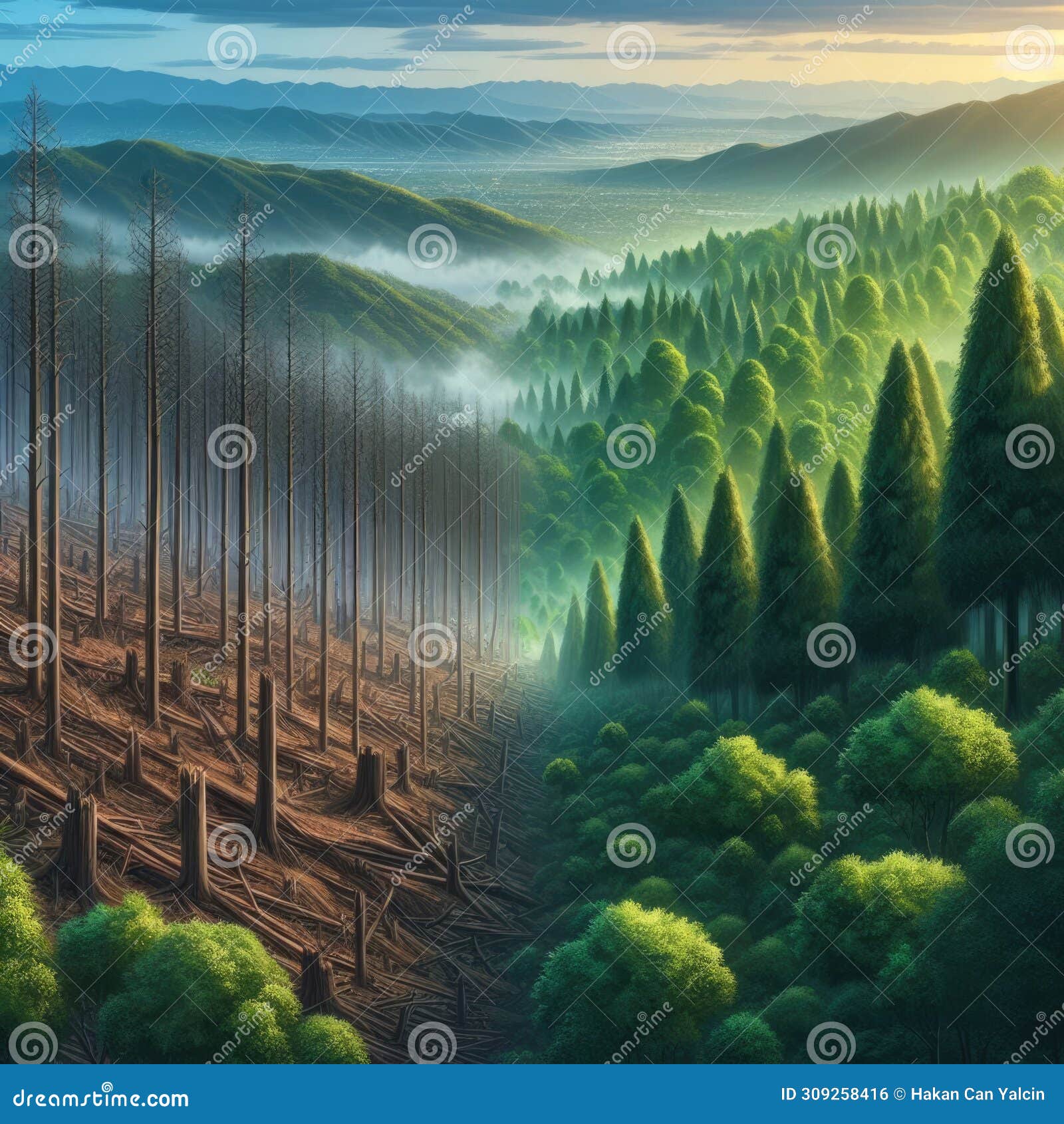 Deforestation of a Forest, Illustration Stock Illustration ...