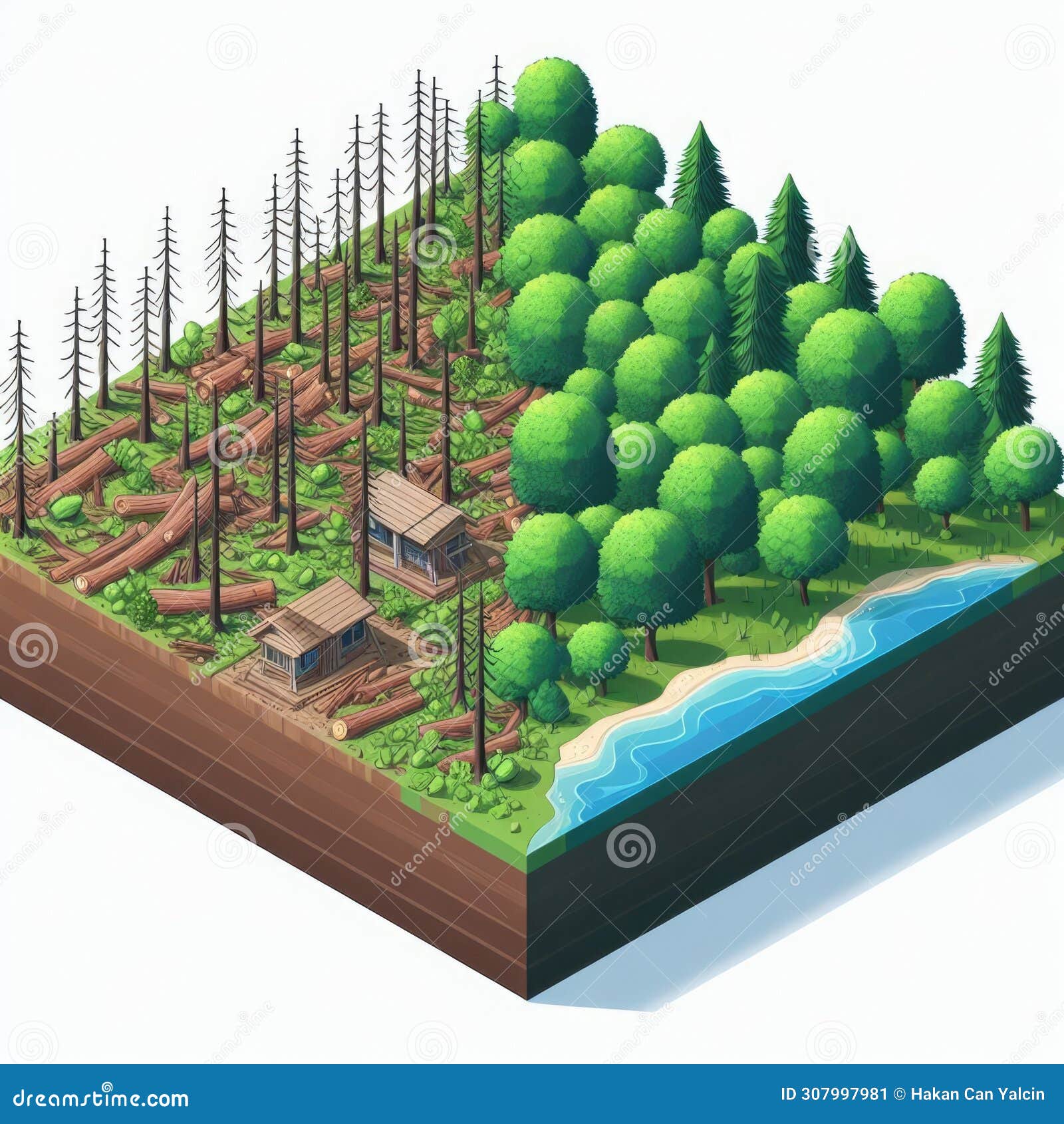 Deforestation of a Forest, Illustration Stock Illustration ...