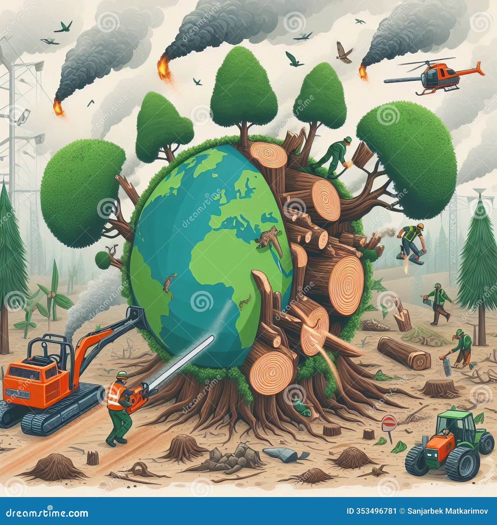 Deforestation An Illustration Of Deforestation With Its Causes A ...