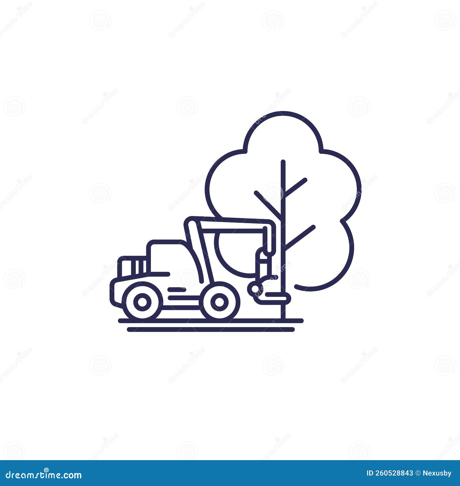 Forest Harvester Icon, Track Feller Buncher Cartoon Vector ...