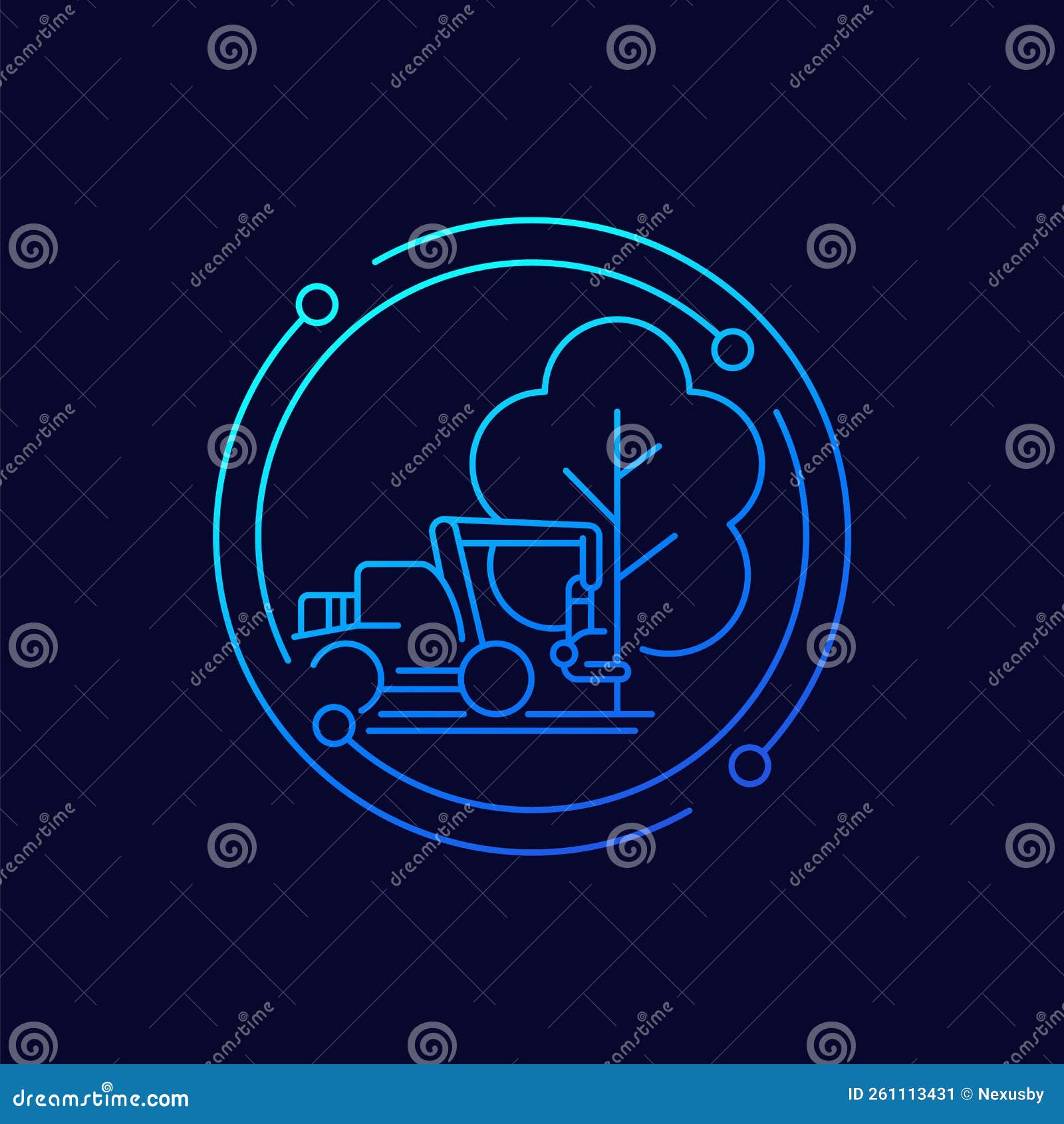 Forest Harvester Icon Timber Harvesting Machine Cartoon Vector 100402549