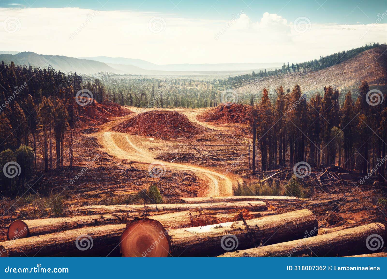 Deforestation. Logging in Forest. Generative Ai Art Stock Illustration ...