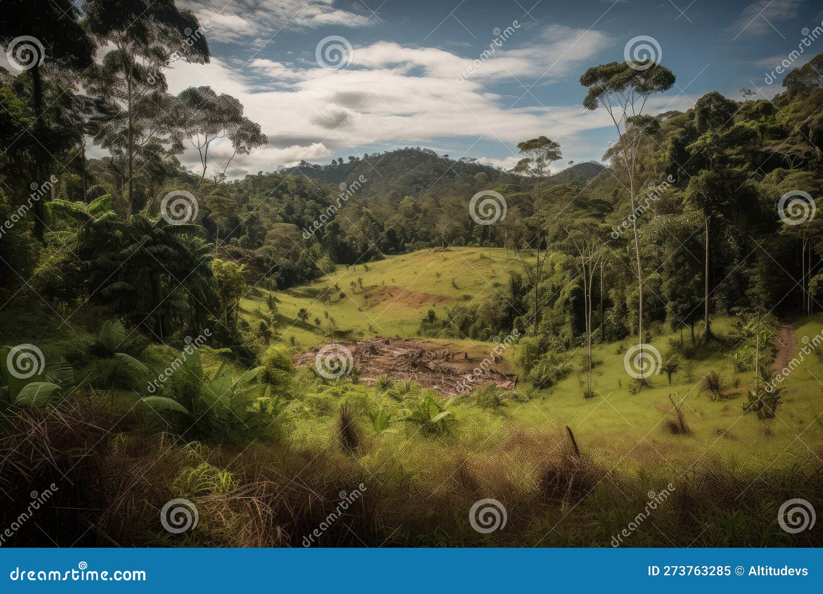 Deforestation in a Remote Forest, with only the Sound of Running Water ...