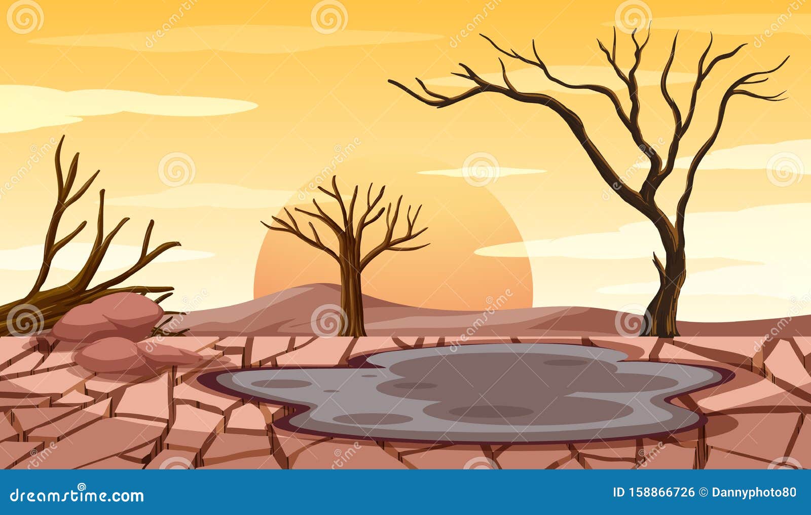 Deforestation Scene with Drought Land Stock Vector - Illustration of ...
