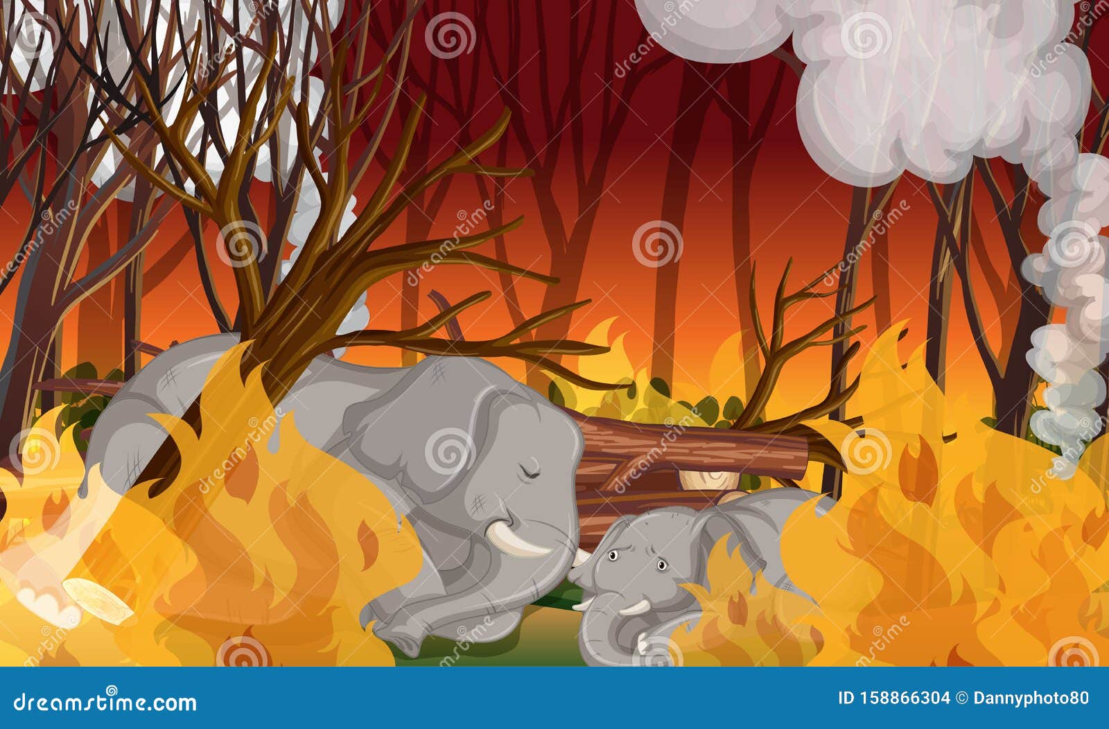 Deforestation Scene with Dying Elephant Stock Vector - Illustration of ... Deforestation Scene with Dying Elephant Stock Vector - Illustration of ...