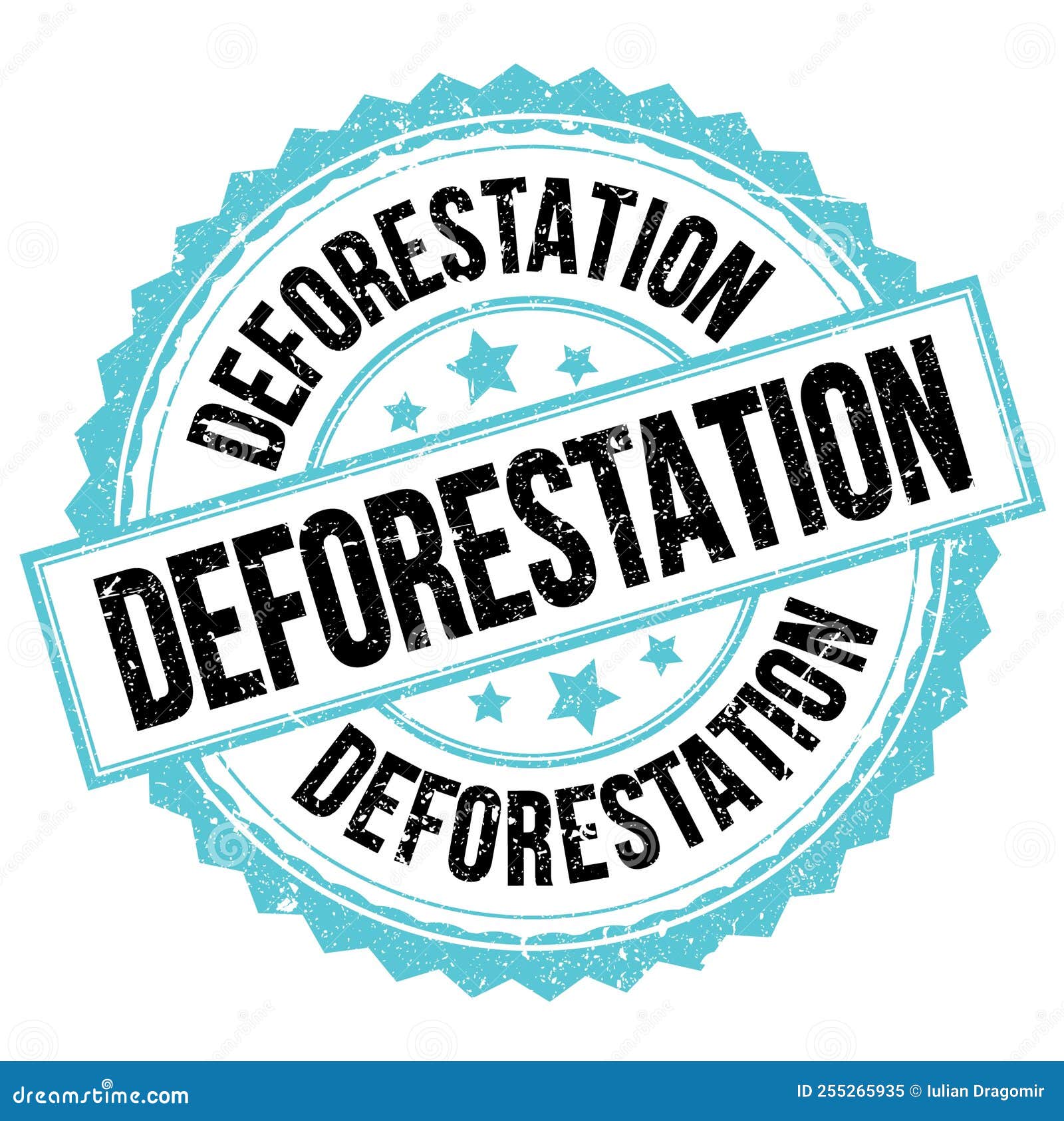 DEFORESTATION Text on Blue-black Round Stamp Sign Stock Illustration ...