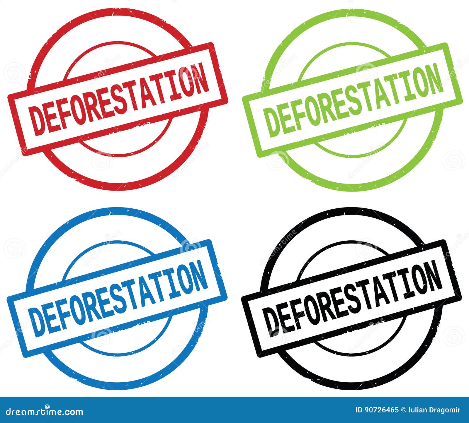 DEFORESTATION Text, on Round Simple Stamp Sign. Stock Illustration ...