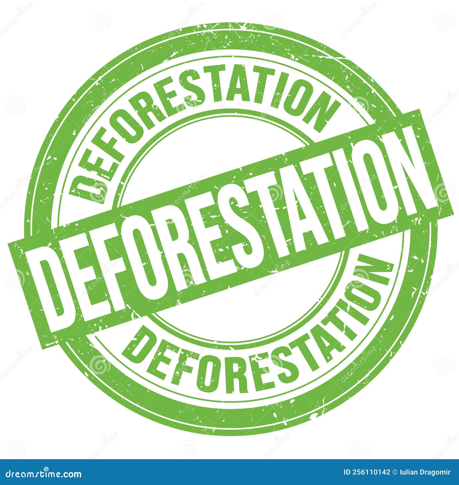 DEFORESTATION Text Written on Green Round Stamp Sign Stock Illustration ...