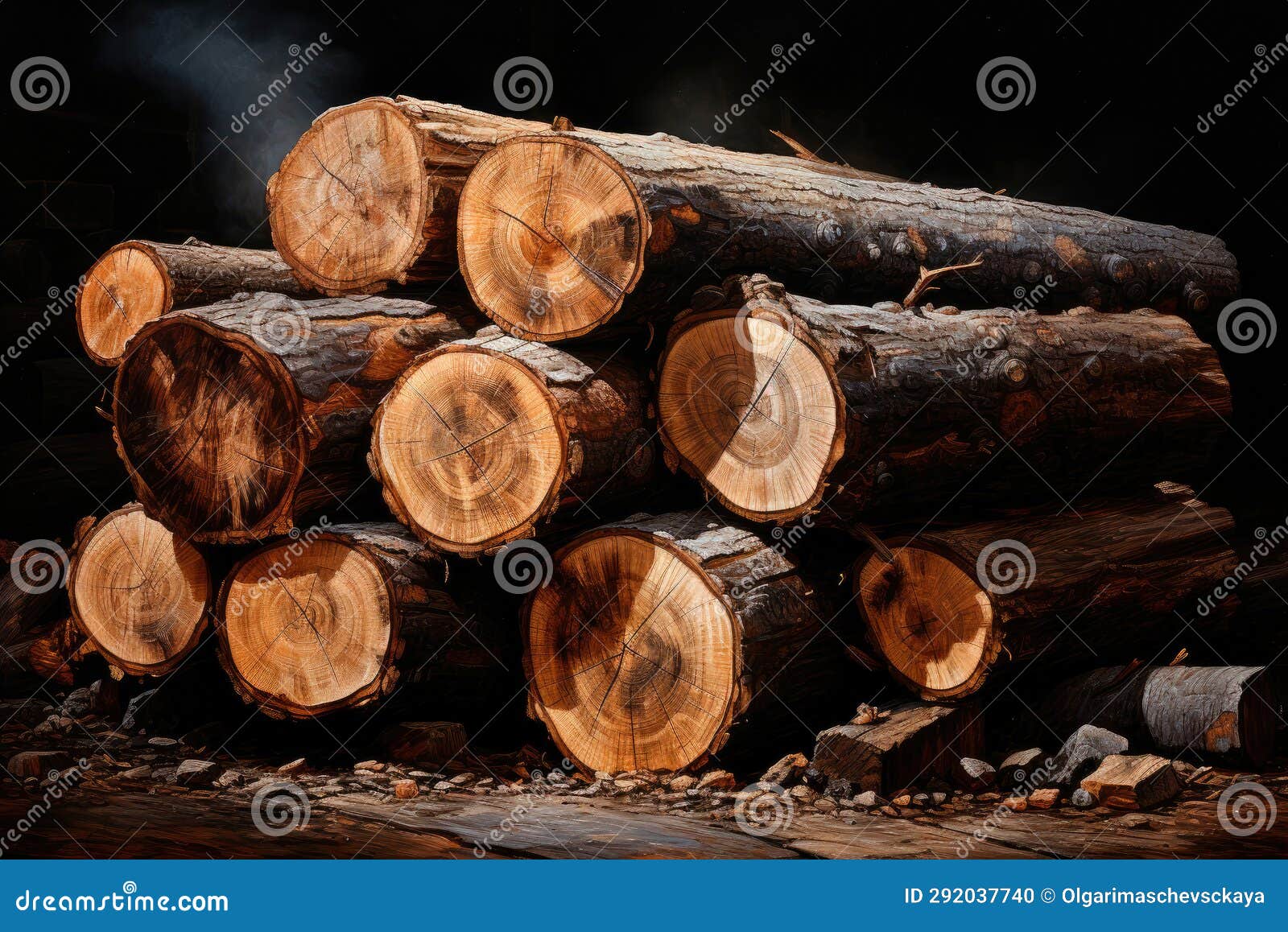 Deforestation and Timber Harvesting. Felled Tree Logs Stock ...