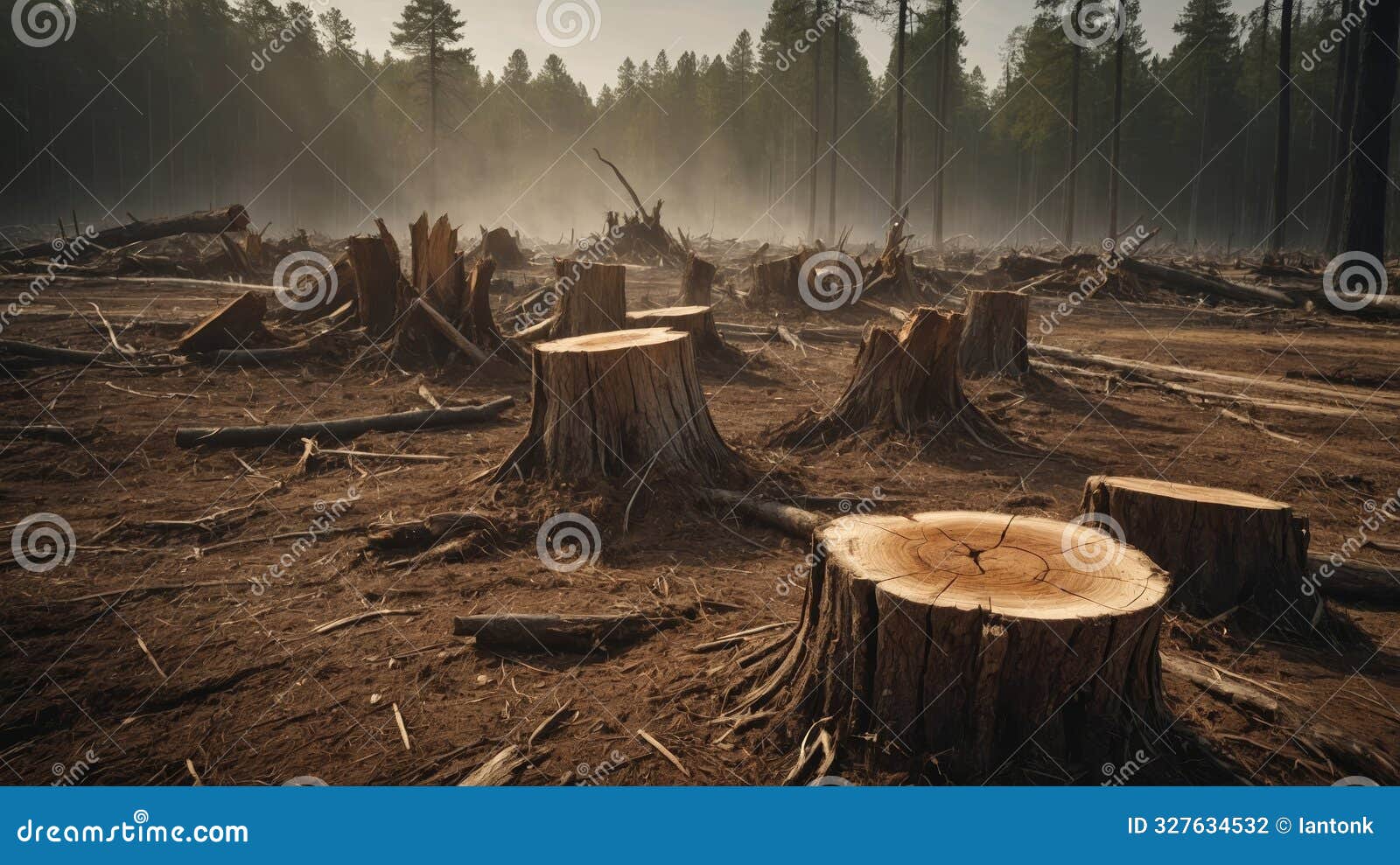 Deforestation With Tree Stumps And Cleared Land Stock Photography ...