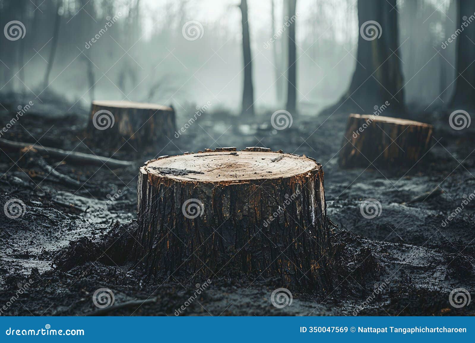 A Once Lush Forest Now Turned Into A Barren Wasteland, With Dead Trees ...