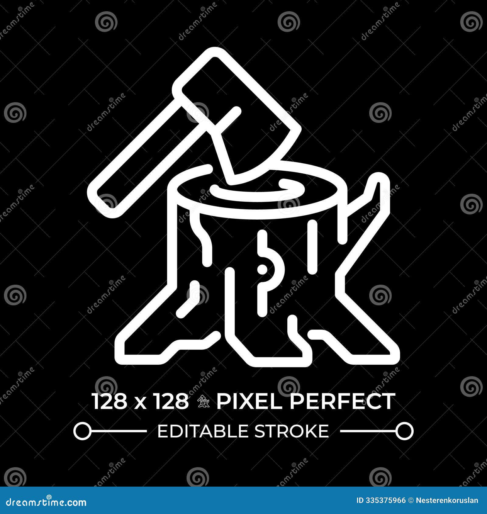 Deforestation Linear Logo Mark In Black And White Cartoon Vector ...