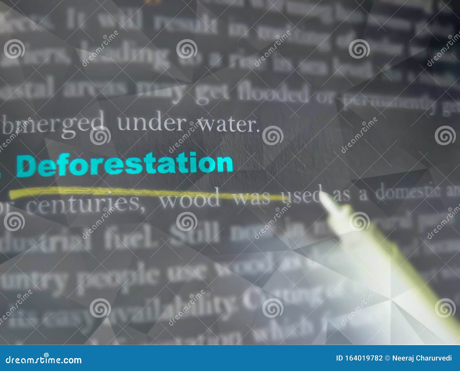 Deforestation Words Displaying on Dark Abstract Background Stock Photo ...