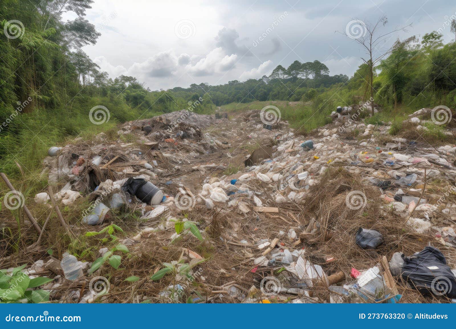 Deforested Area Filled with Plastic Waste, Discarded Packaging, and ...