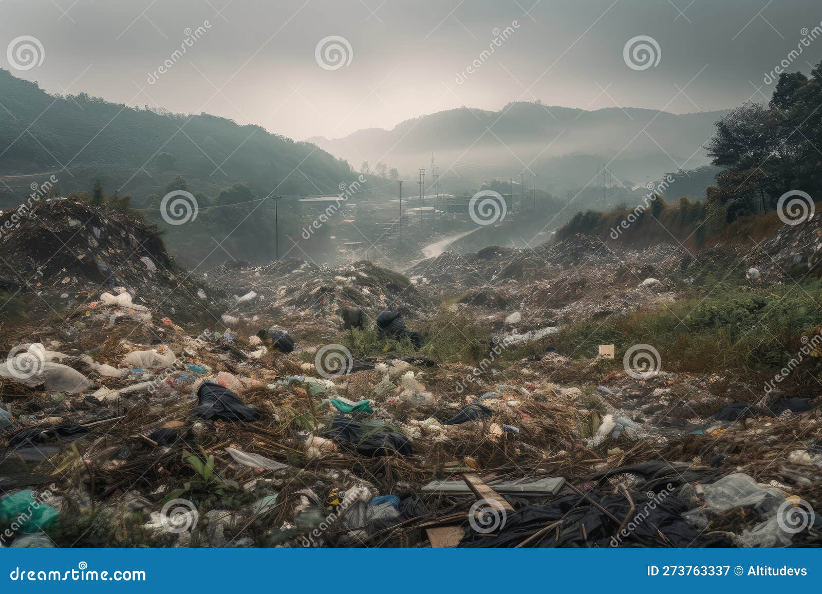 Deforested Area Filled with Plastic Waste, Discarded Packaging, and ...