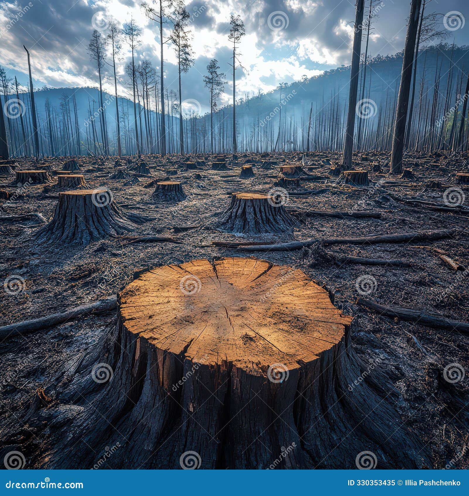 Deforested Area With Stumps And Discarded Trees Royalty-Free Stock ...