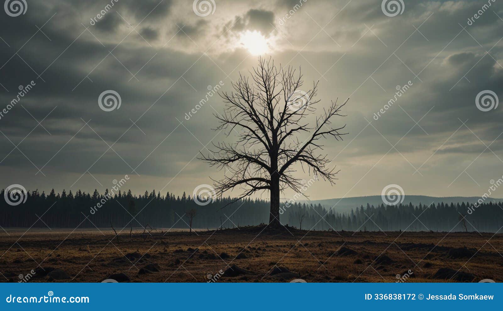 Deforested Land with a Lone Tree Standing, Visualizing the Impact of ...