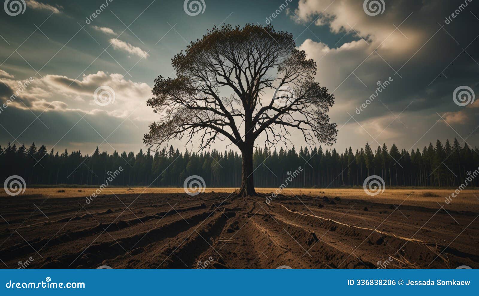 Deforested Land with a Lone Tree Standing, Visualizing the Impact of ...