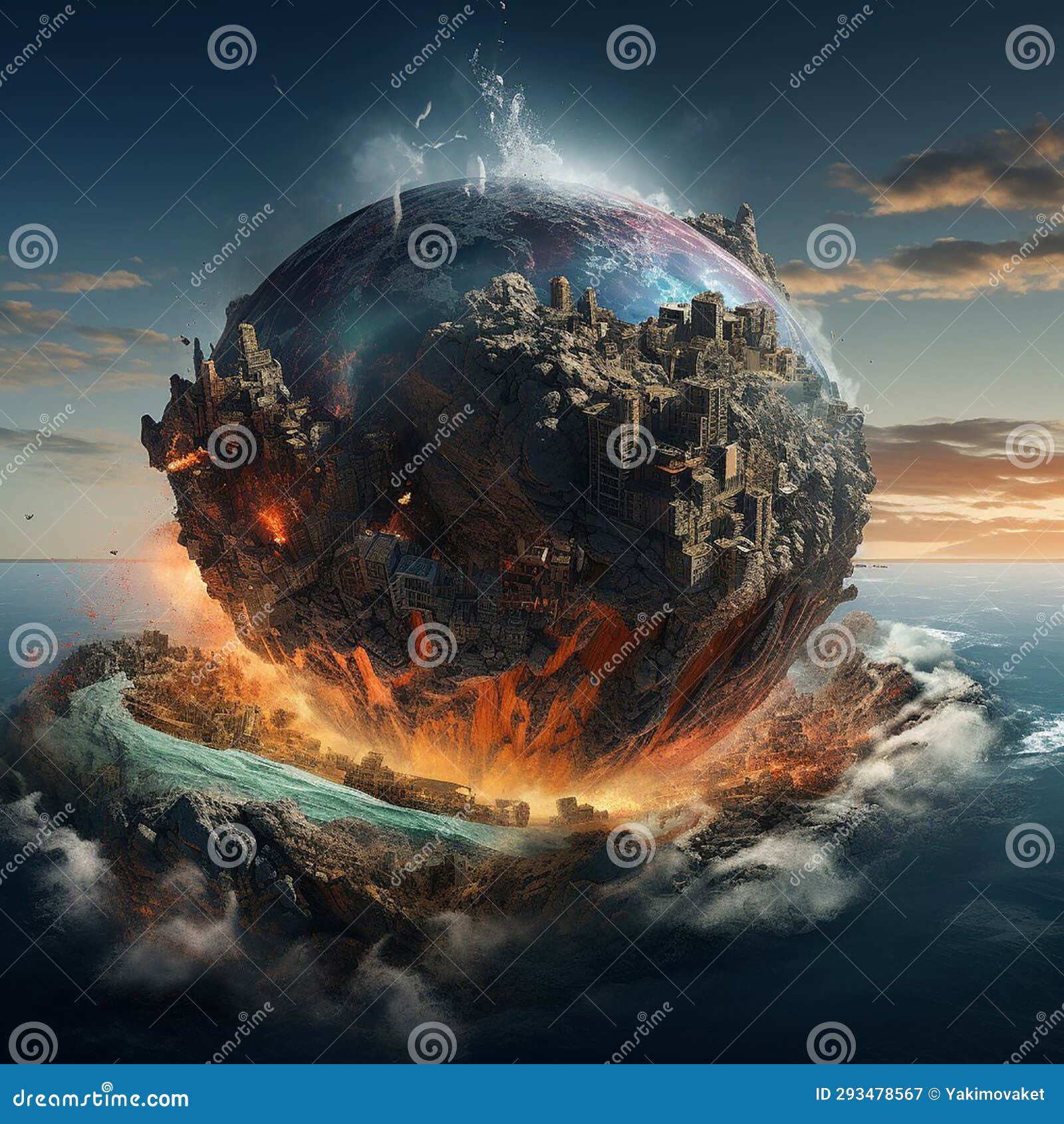 Deformation of the Planet Earth on the Sky Background Stock ...