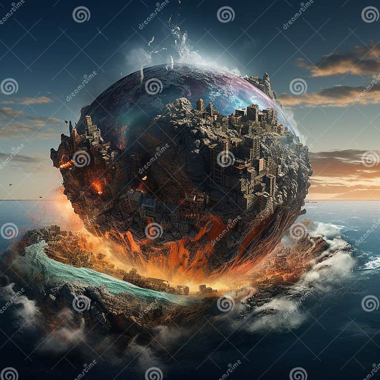 Deformation of the Planet Earth on the Sky Background Stock ...