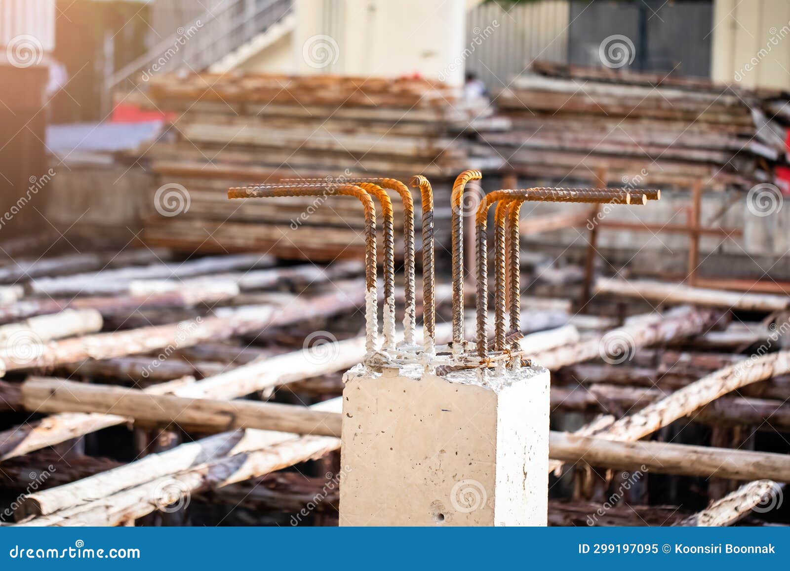 Deformed Bar on Concrete Column Head at Construction Site Stock Image ...