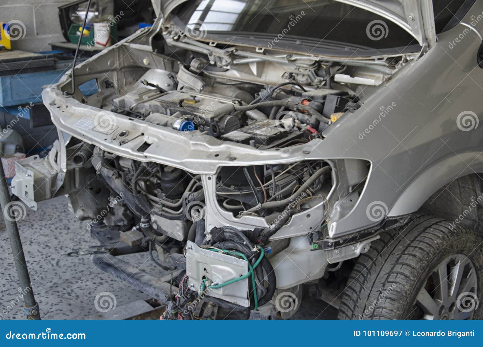 The Deformed Bodywork of a Incidented Car Stock Image - Image of shop ...