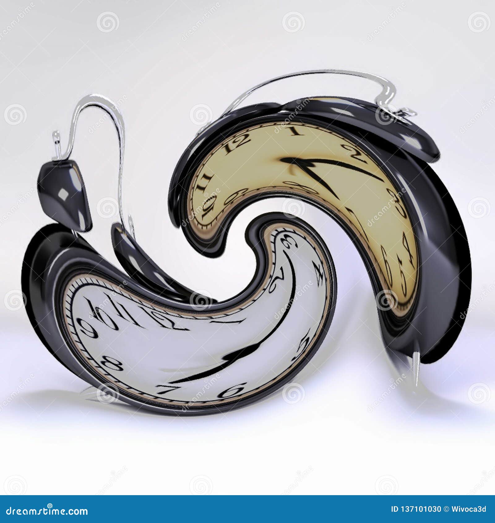 Deformed Clocks with a Twist Stock Illustration - Illustration of ...
