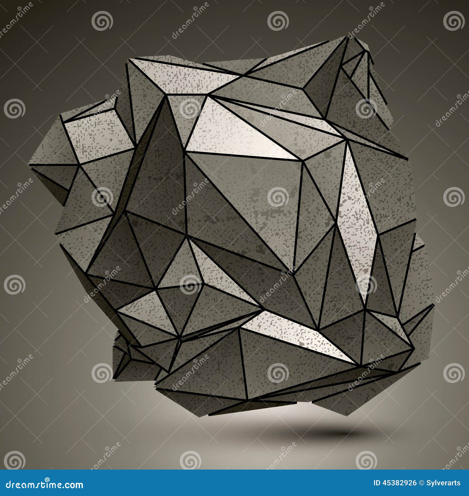 Deformed Galvanized 3d Abstract Object, Grayscale Asymmetric Spherical ...