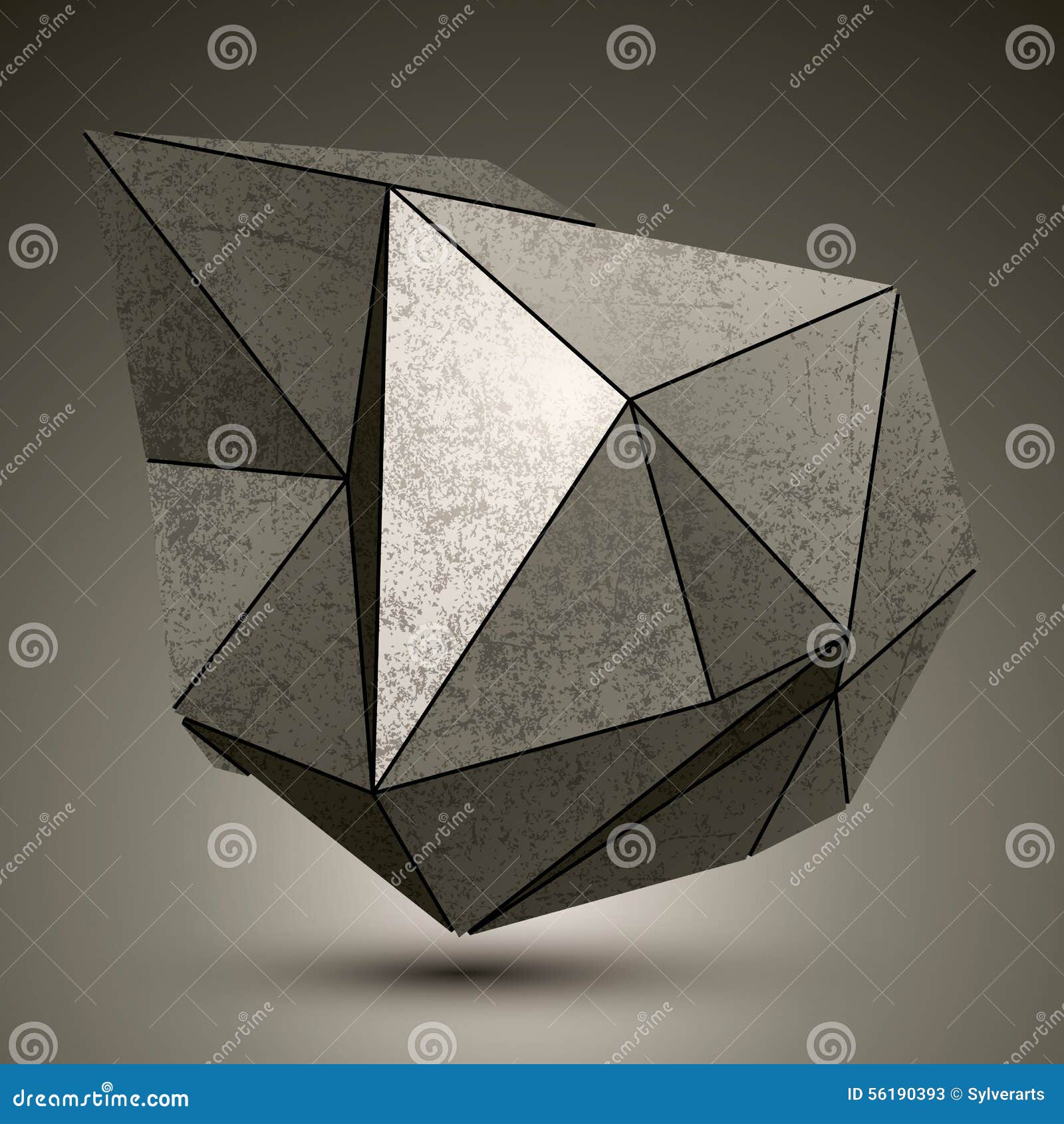 Deformed Dimensional Facet Bronze Object, 3d Complex Design Elem Stock ...