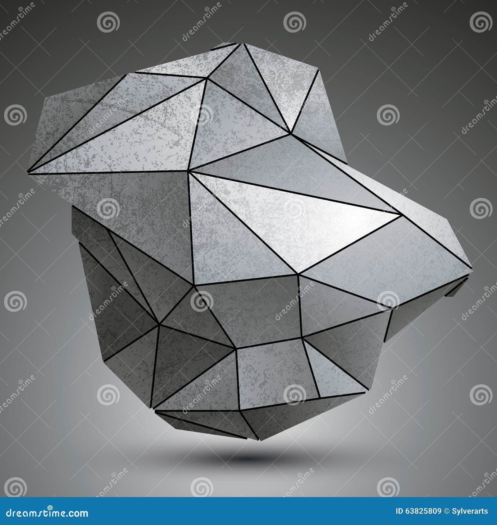 Deformed Dimensional Tech Grayscale Object, 3d Complex Cybernetic ...