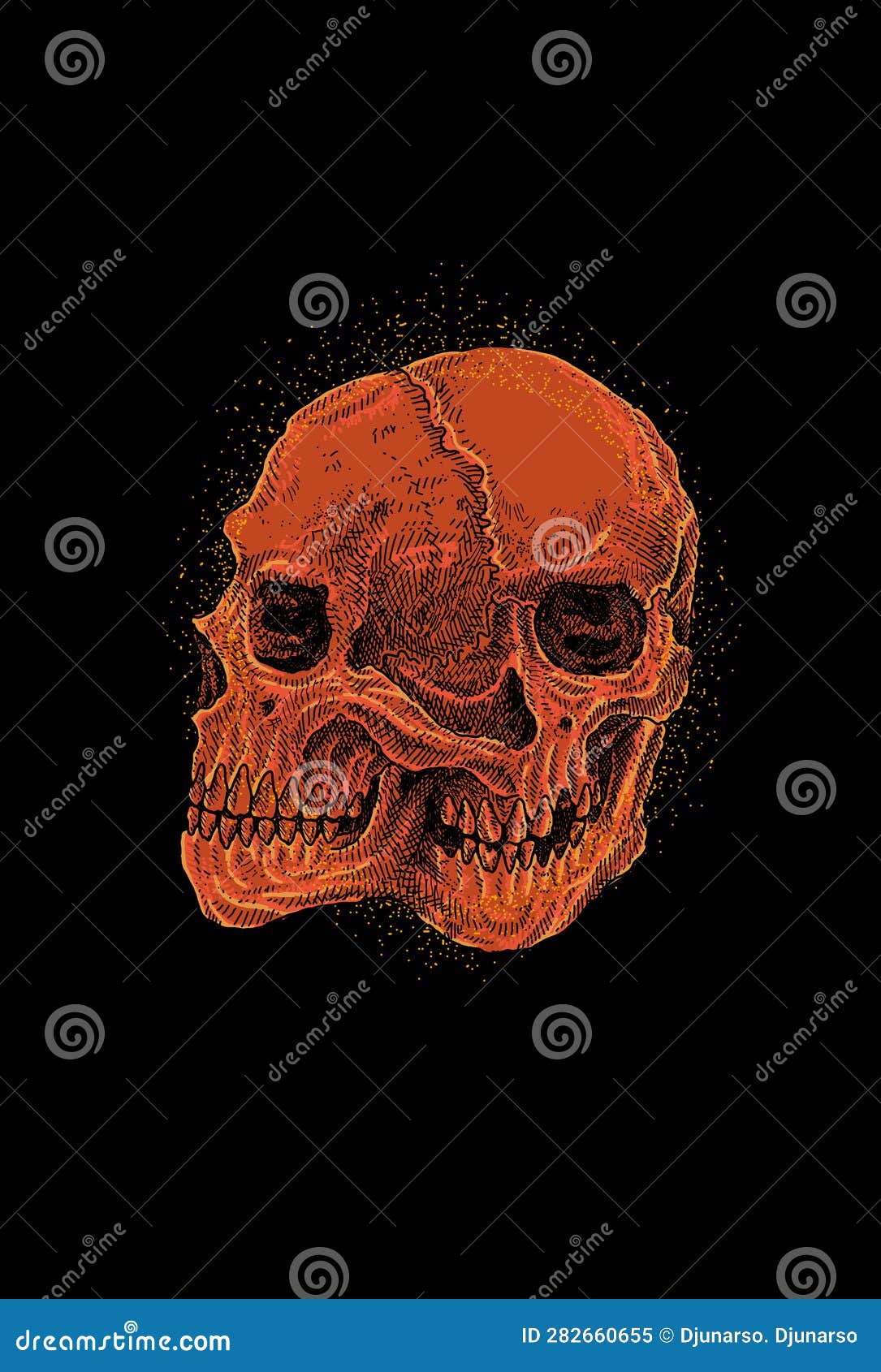 Deformed Head Skull Artwork Illustration Stock Vector - Illustration of ...