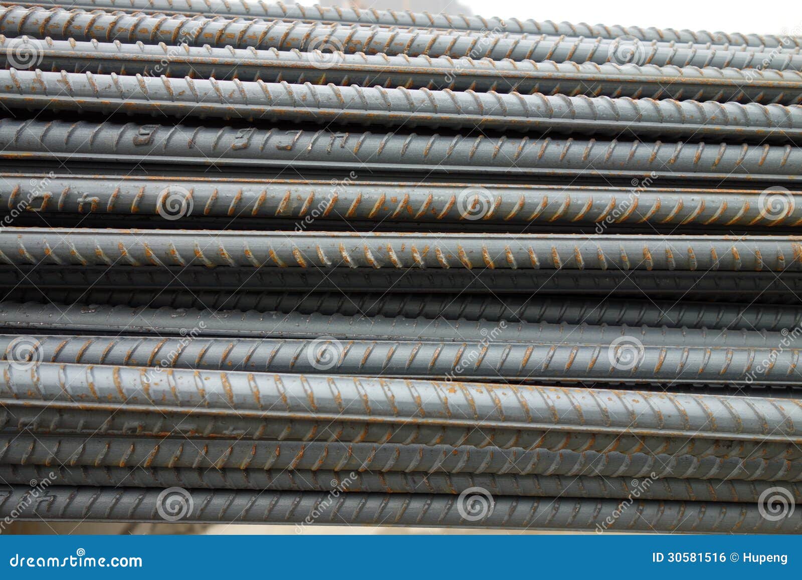 Deformed Steel Column Preparing For The Construction Of Reinforced ...