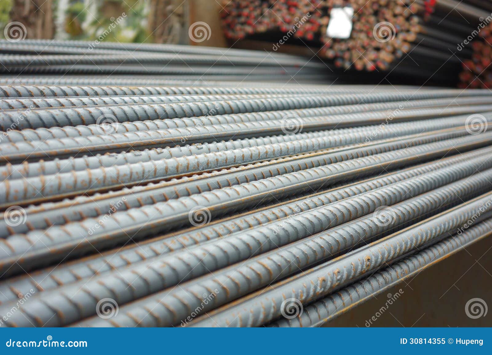 Deformed Steel Column Preparing For The Construction Of Reinforced ...