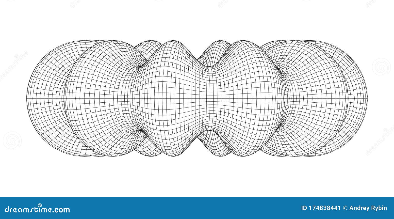 Deformed Torus with Connected Lines. Wire Frame 3d Object Stock Vector ...