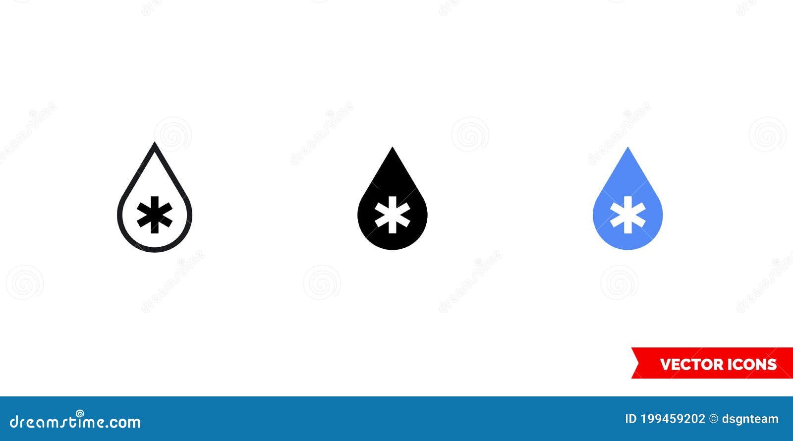 Defrosting Icon of 3 Types Color, Black and White, Outline. Isolated ...