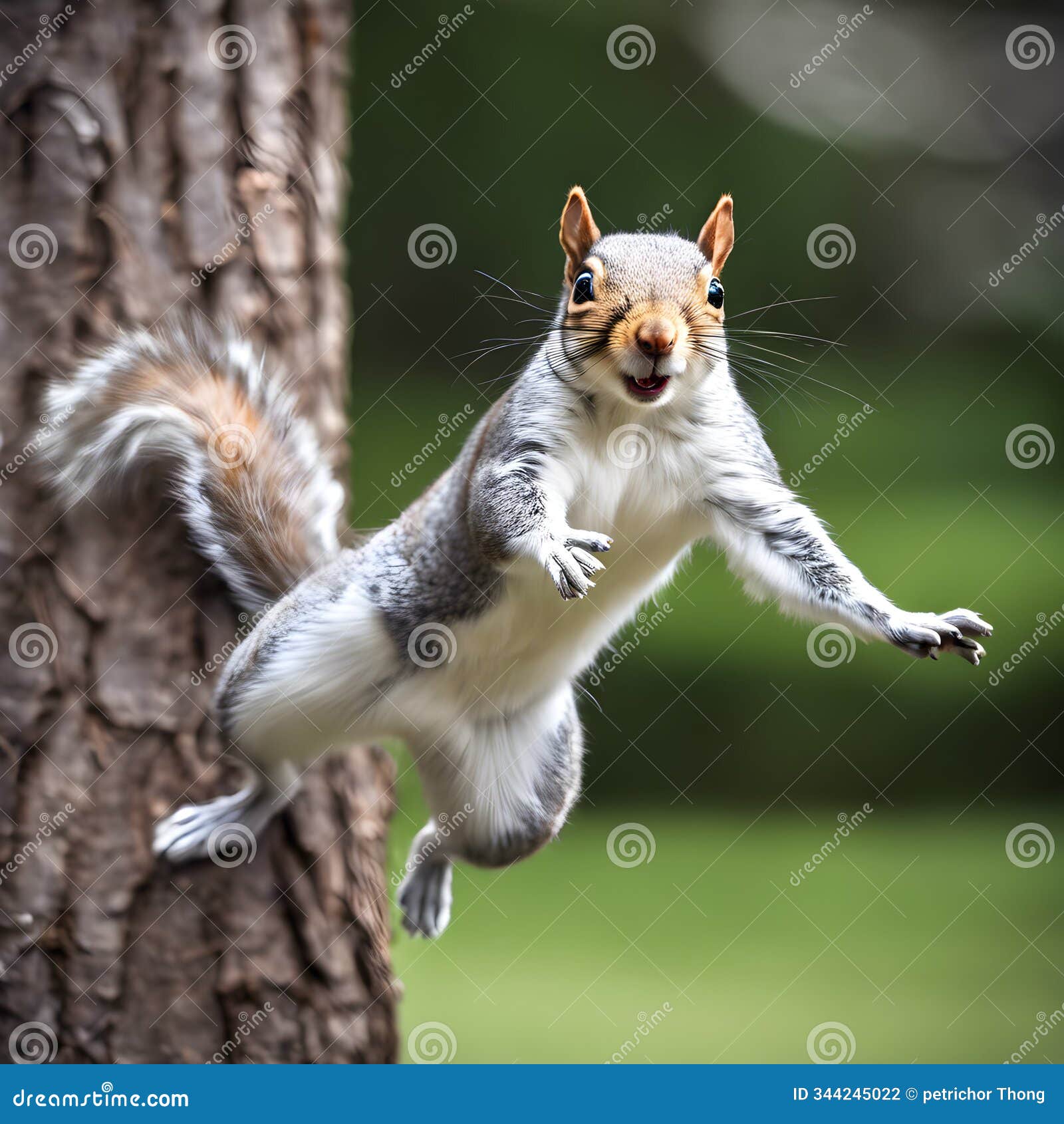 Defying Gravity: A Squirrel's Bold Leap Through The Air Stock ...