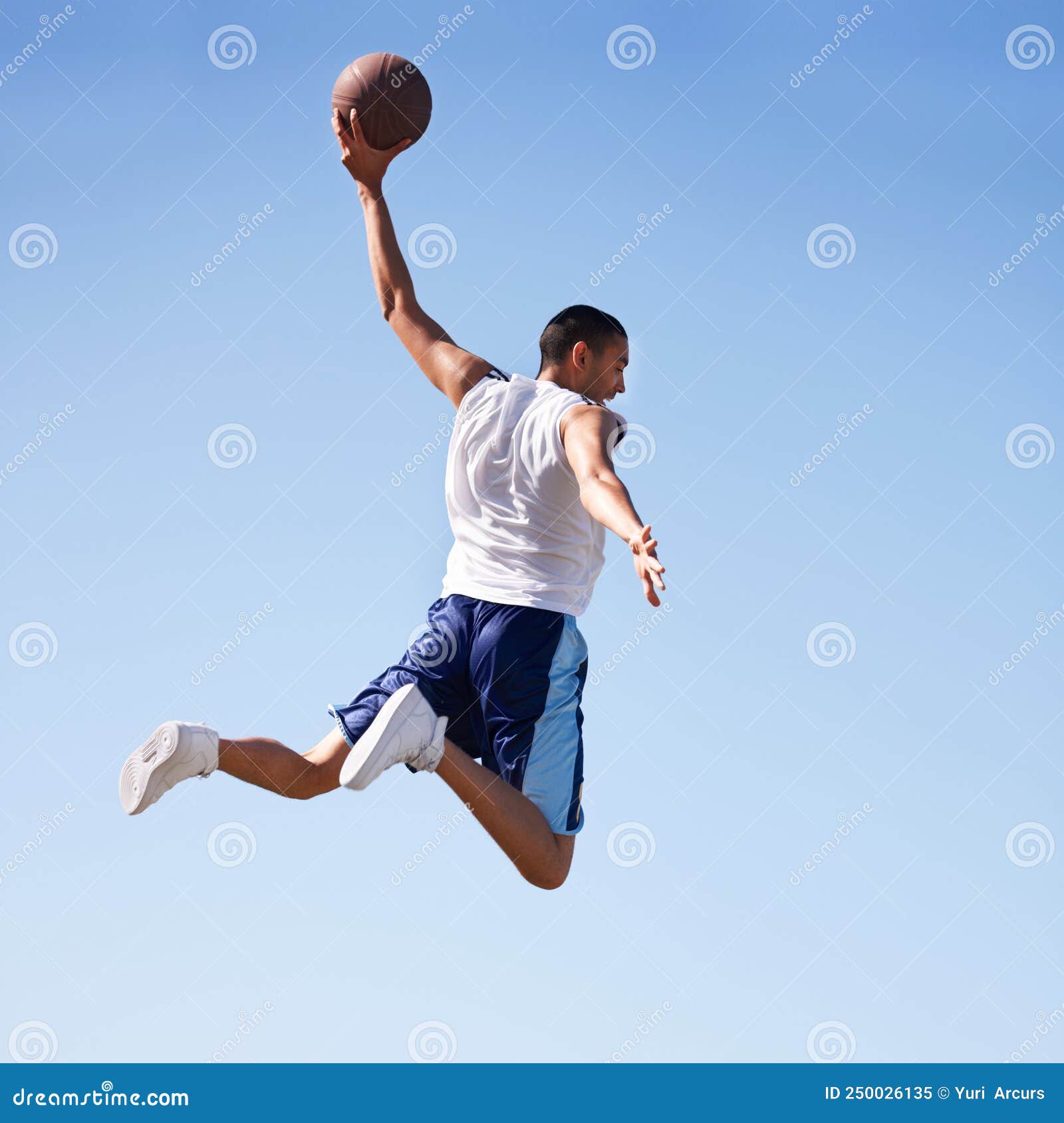 Defying Gravity. a Young Athlete Taking a Flying Jump. Stock Image ...