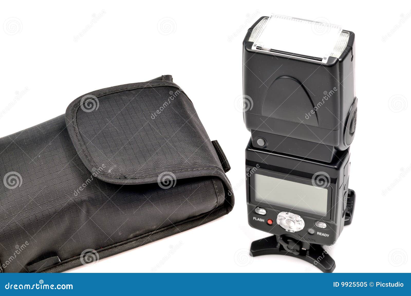 Degital flash with case stock image. Image of white, photographer - 9925505