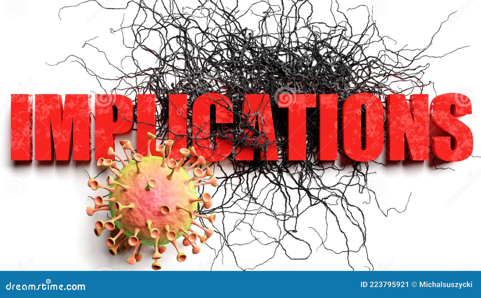 Implications And Covid-19, Symbolized By A Stop Sign With Word ...