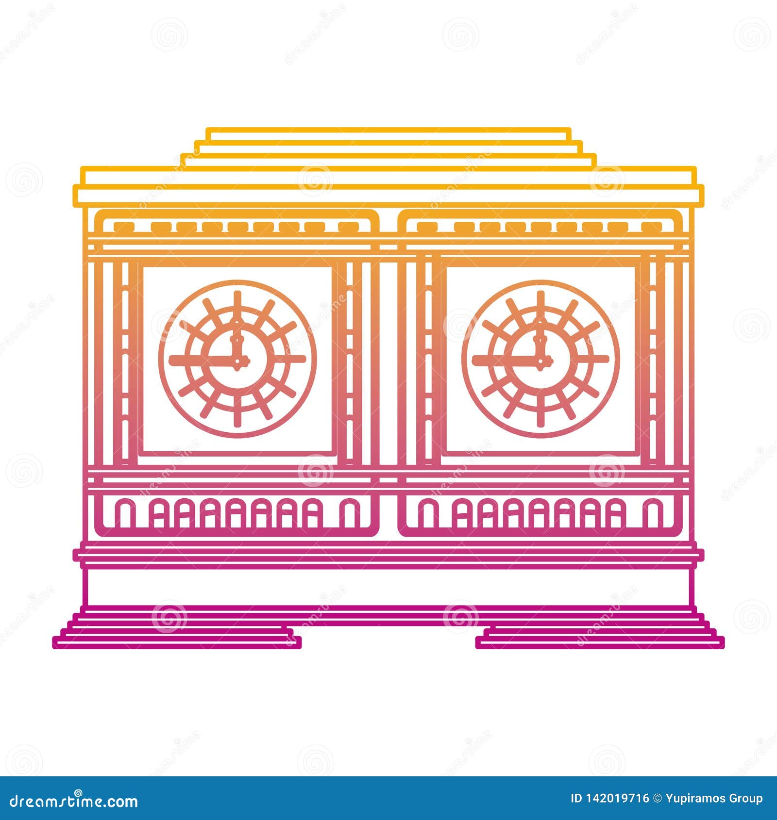 Degraded Line Medieval Clock Object Structure Design Stock Vector ...