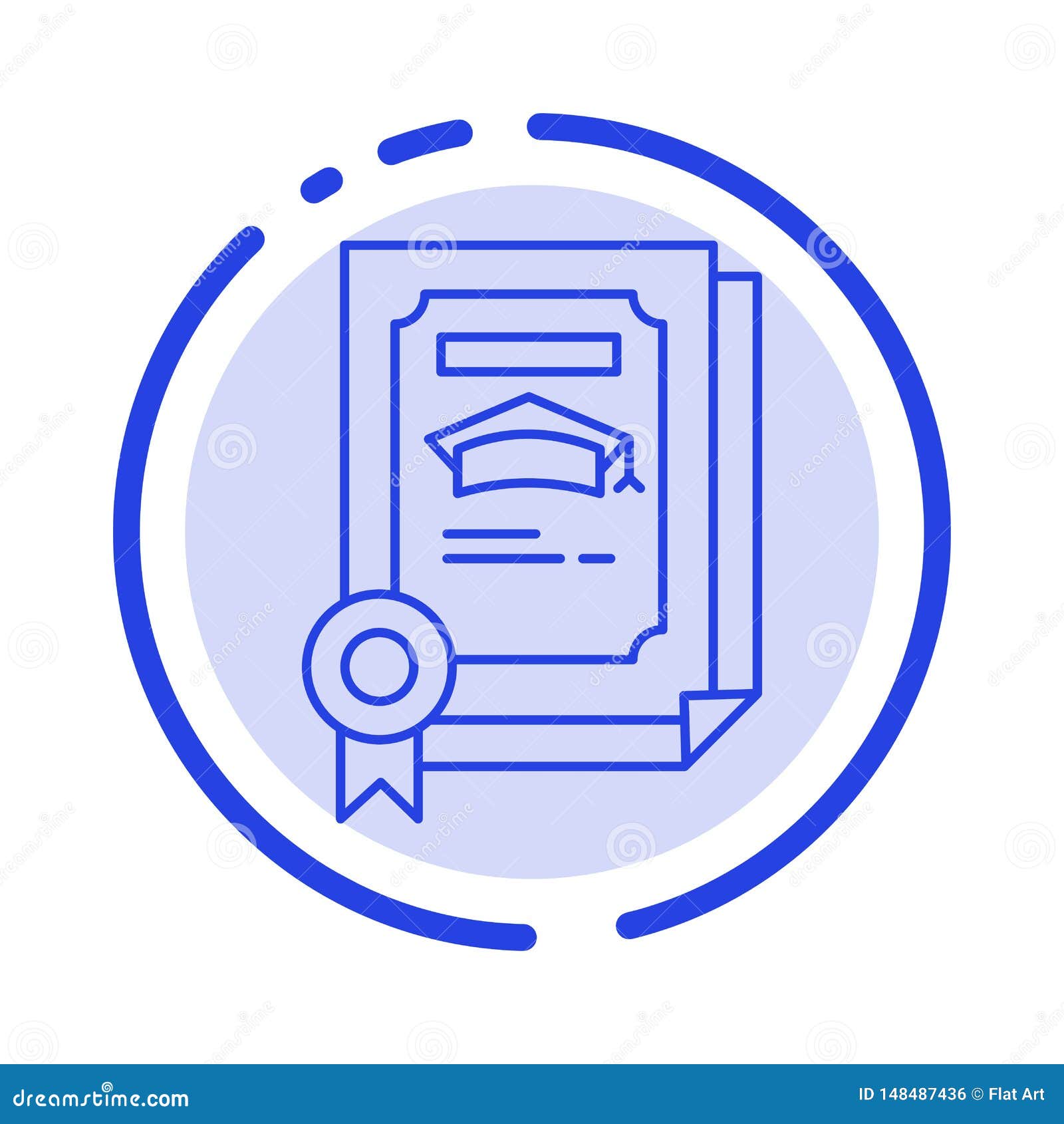 Degree, Achievement, Certificate, Graduate Blue Dotted Line Line Icon ...
