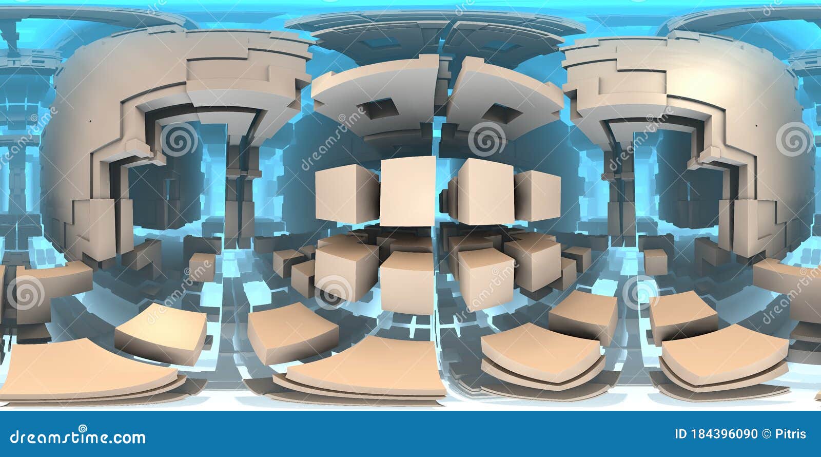 360 Degree Strange Alien Futuristic Cyberpunk Complex, Equirectangular ...