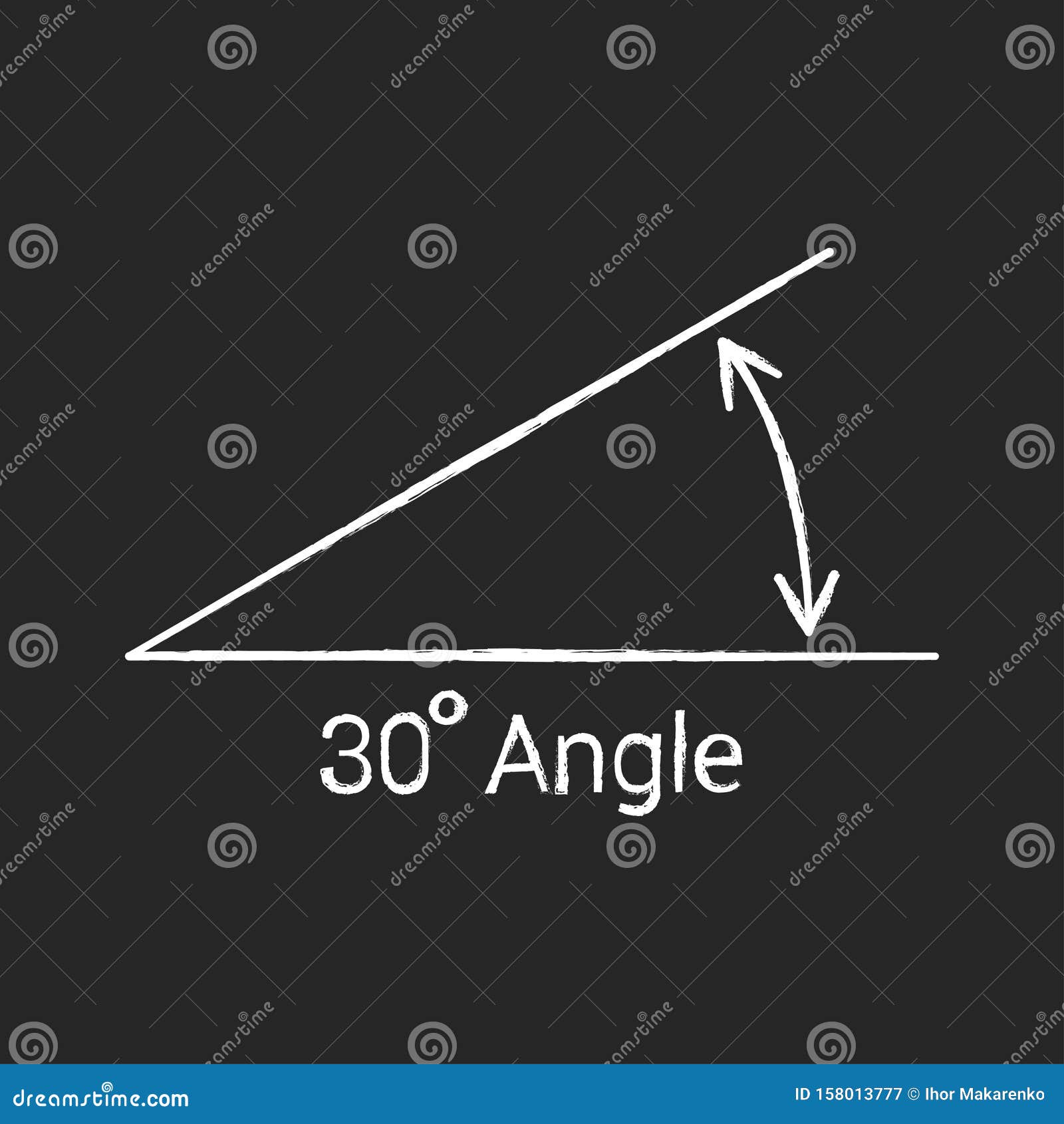 30 Degree Angle Chalk Icon, Isolated Icon with Angle Symbol and Text ...