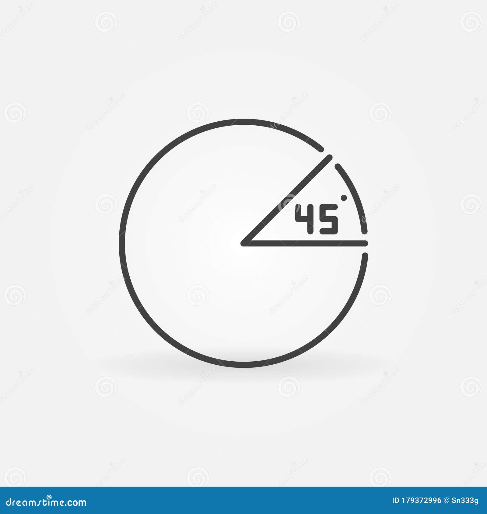 45 Degree Angle in Circle Vector Concept Minimal Outline Icon Stock ...