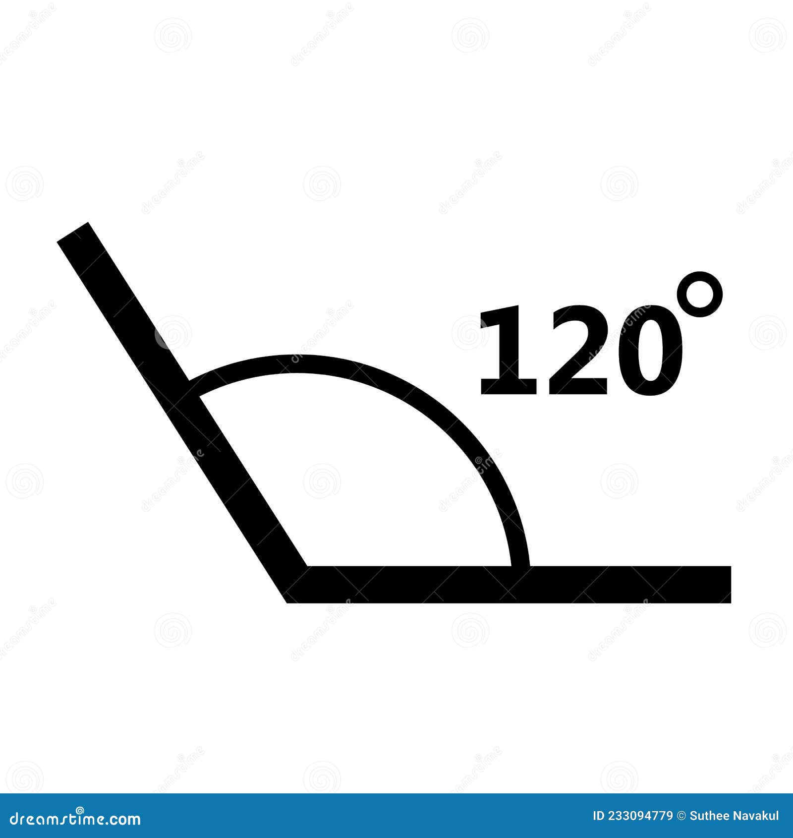 120 Degree Angle Icon on White Background. Angle Measurement Sign ...